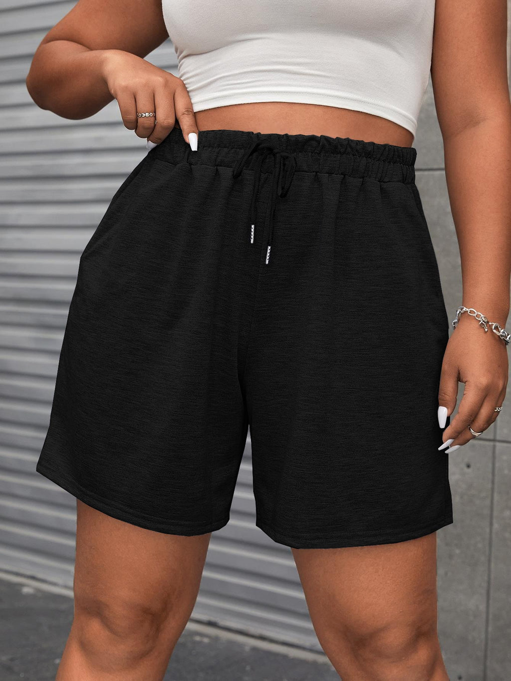Plus Track Shorts with Tie Waist | Pomona and Peach